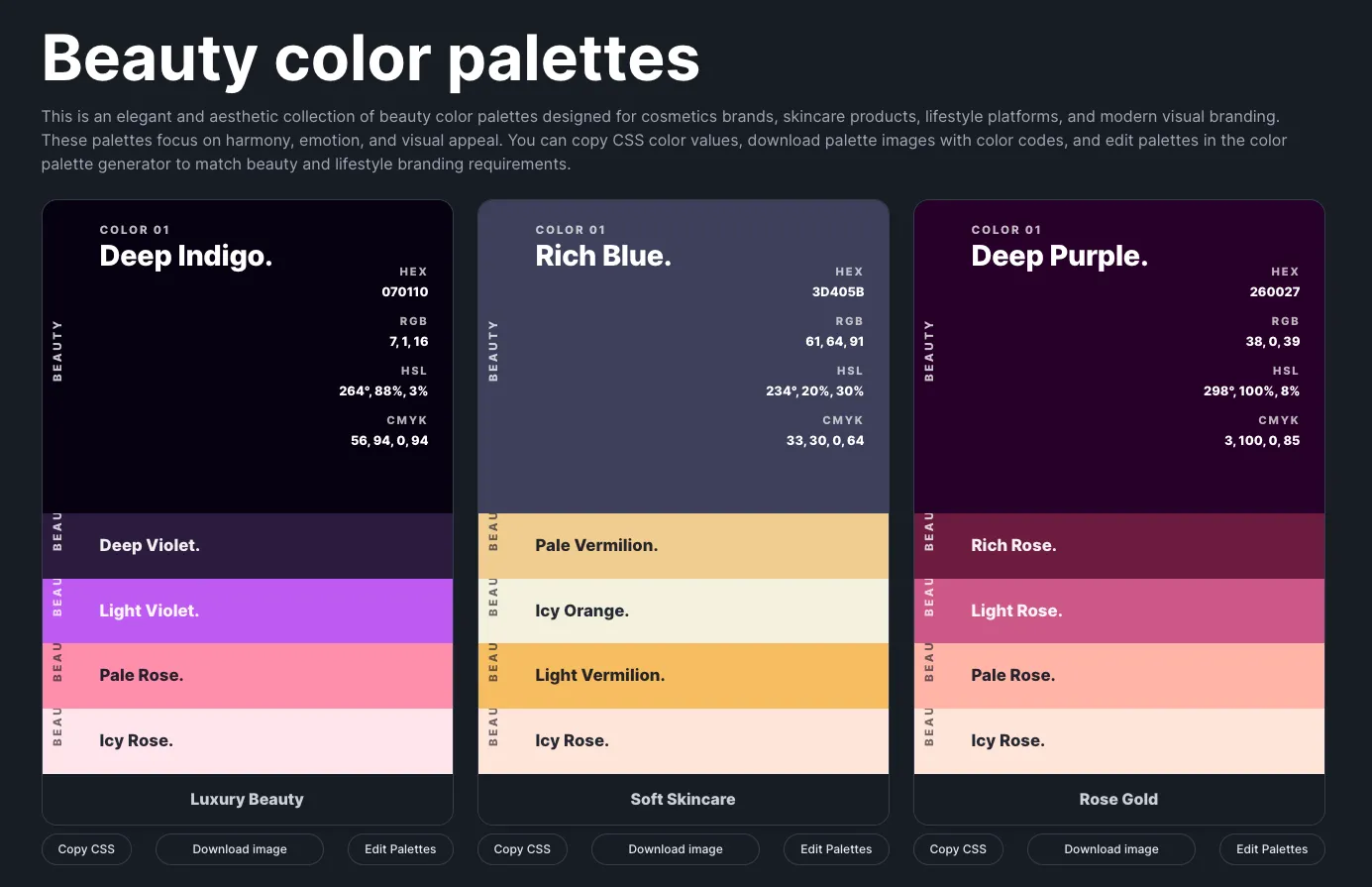 Beauty Color Palettes – Industry Palette Collection | GEC Designs