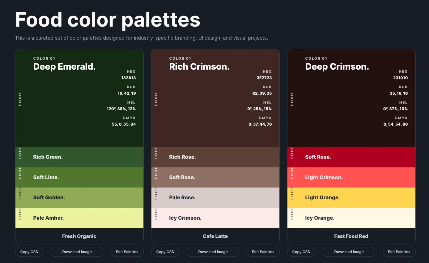 Food Color Palettes – Industry Palette Collection | GEC Designs