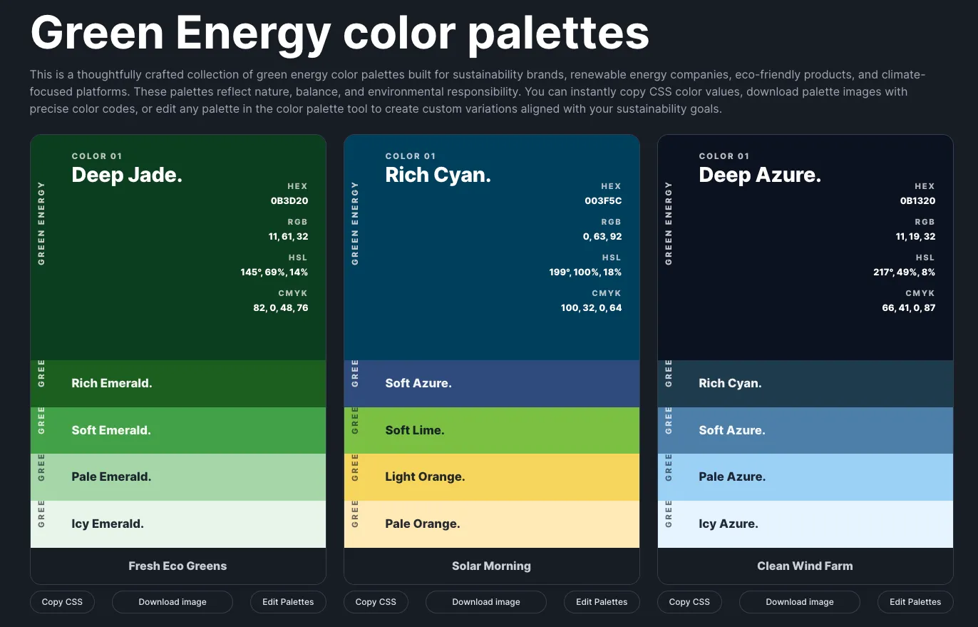 Green Energy Color Palettes – Industry Palette Collection | GEC Designs