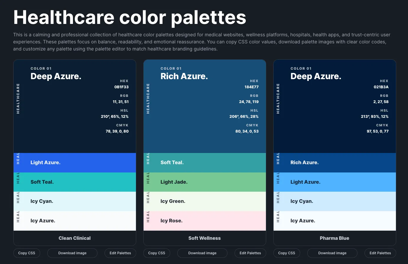Healthcare Color Palettes – Industry Palette Collection | GEC Designs