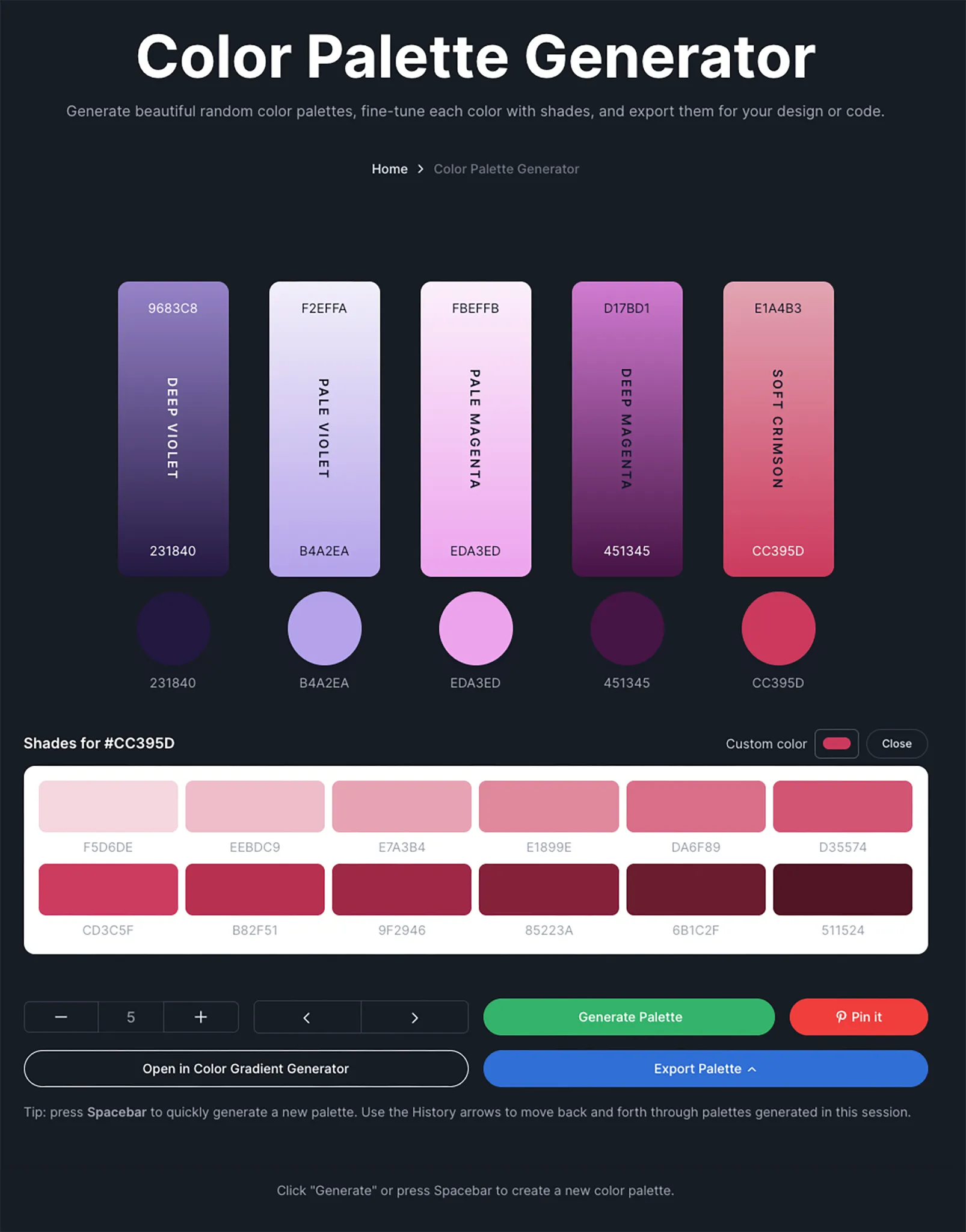 Color Palette Generator Create Customize And Export Perfect Brand ...