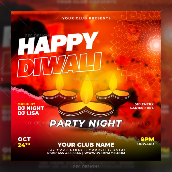 Diwali celebration party poster design | GEC Designs