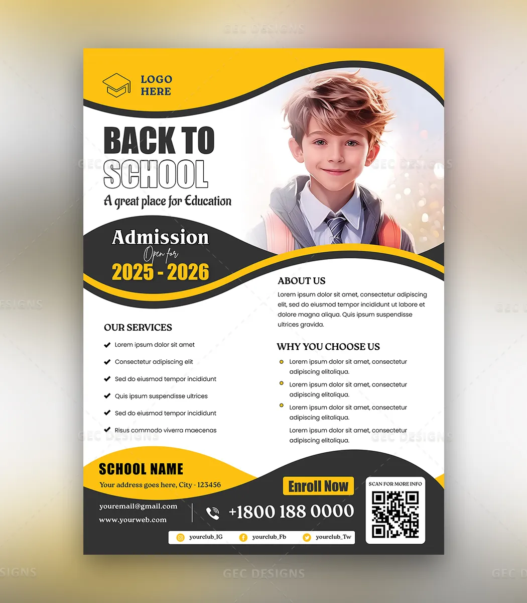 Educational School flyer template - GEC Designs