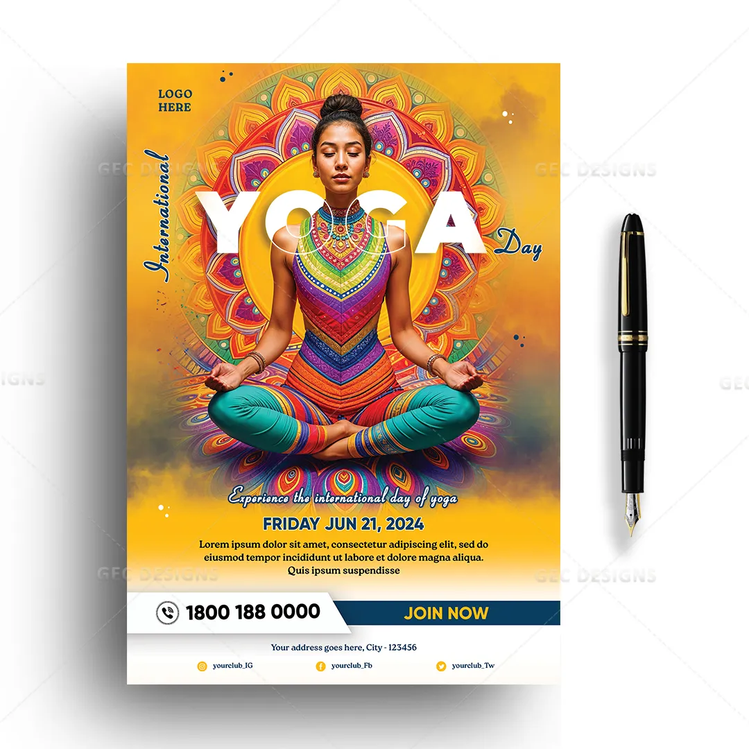 International Yoga Day, Yoga Classes Promotion Flyer Template | GEC Designs