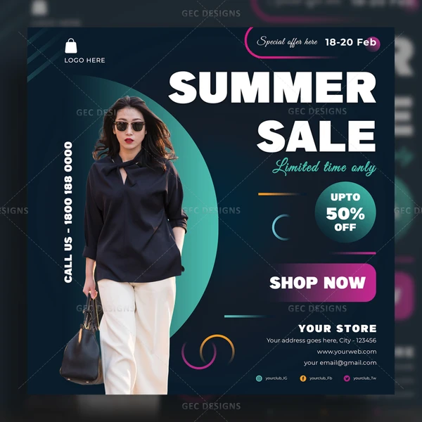 Limited time offer summer sale flyer template | GEC Designs