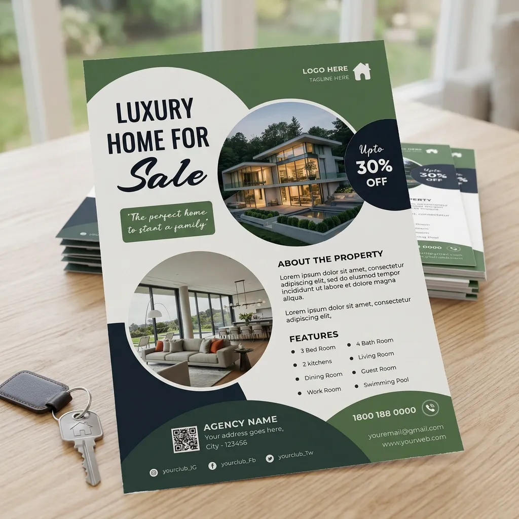 Luxury Home for Sale Real Estate Flyer Template for Property Promotion ...