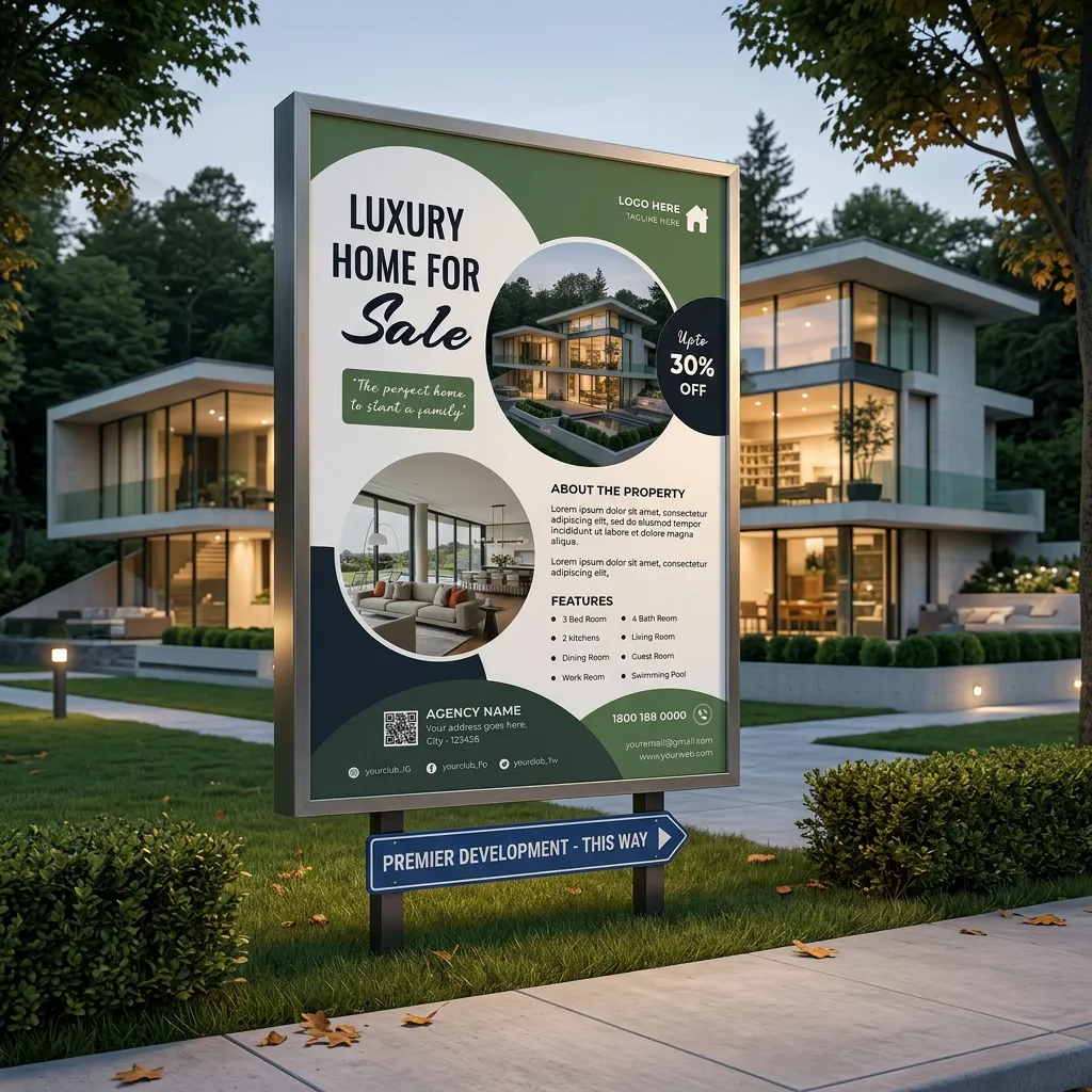 Luxury Home for Sale Real Estate Flyer Template for Property Promotion ...