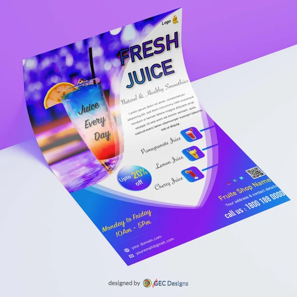 Mocktail fresh fruit juice flyer design | GEC Designs