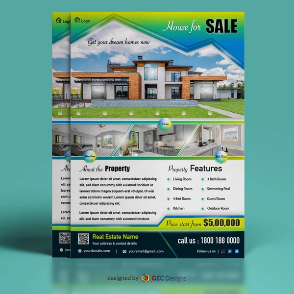Real estate business promotion flyer design template | GEC Designs