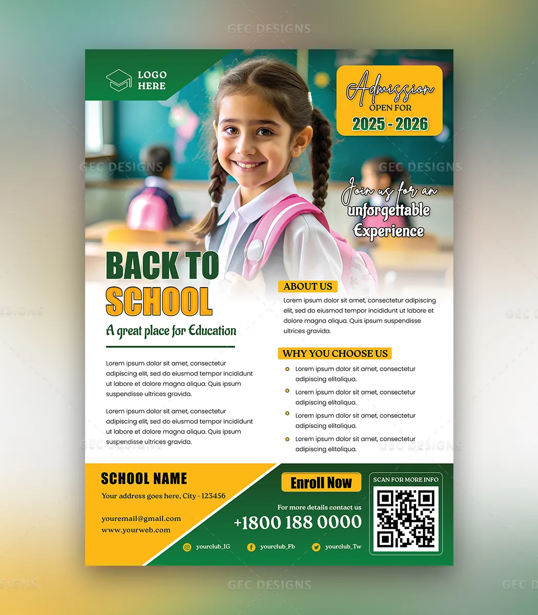 School Flyer template back to school flyer - GEC Designs