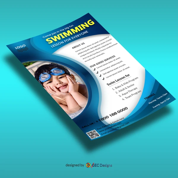 Swim coaching Swimming pool Flyer Template | GEC Designs