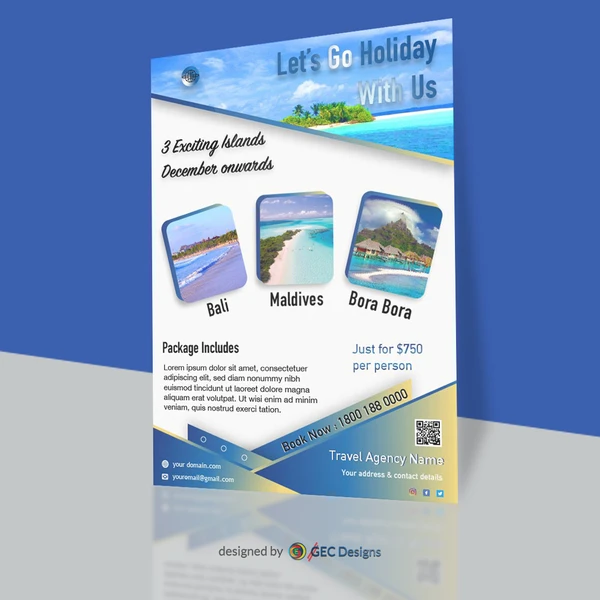 Tour package promotion travel flyer template | GEC Designs