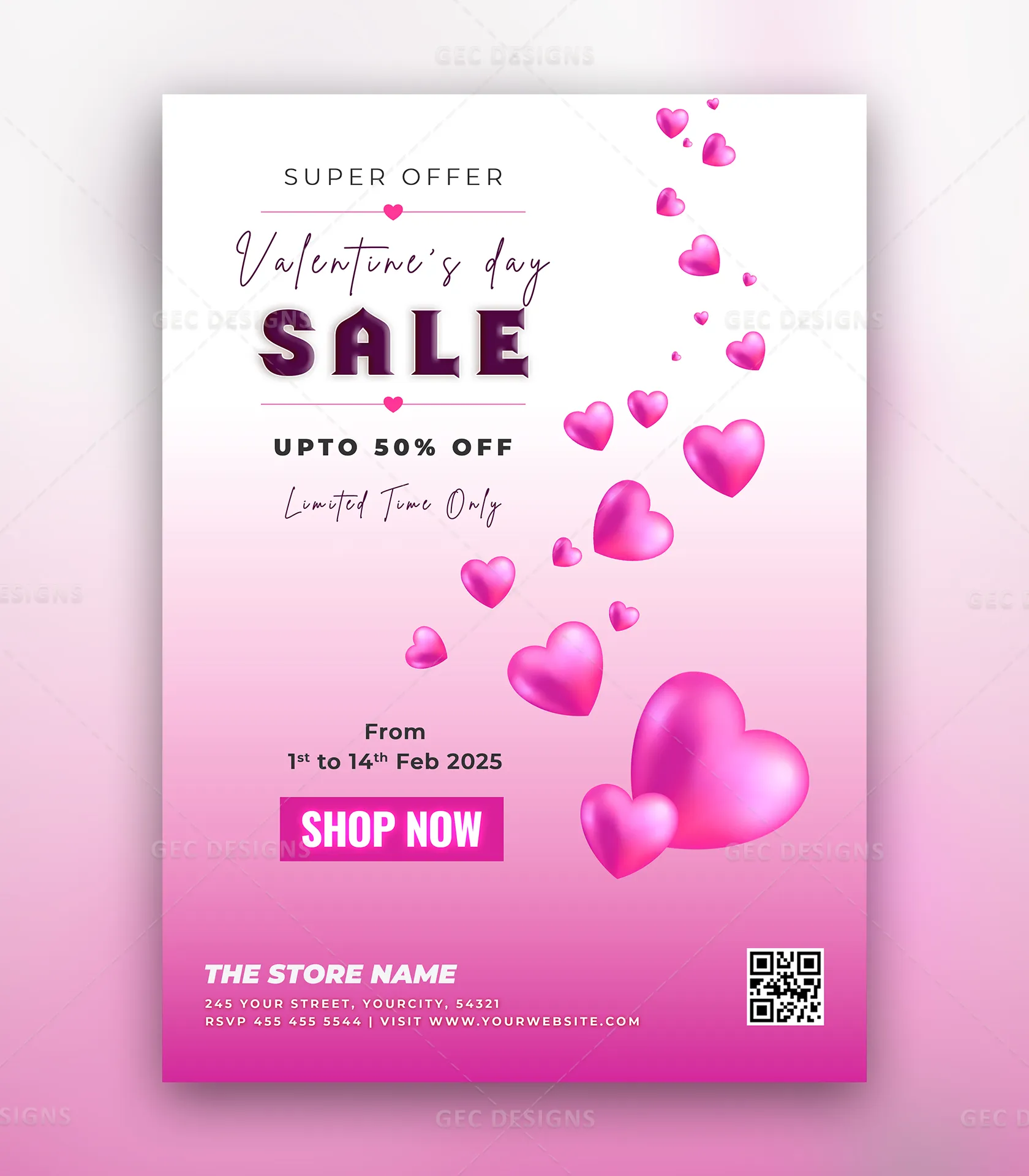Valentine’s Day sale promotion flyer template - GEC Designs