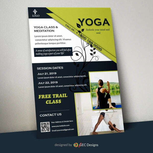 Free Yoga classes Promotion Flyer Template | GEC Designs