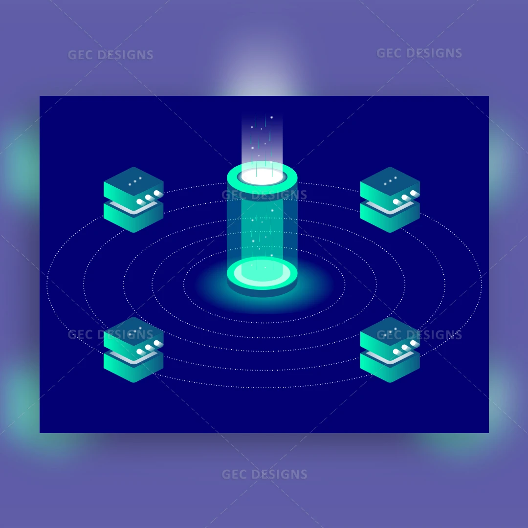 Data Processing Hub Vector Illustration Server Room Concept | GEC Designs