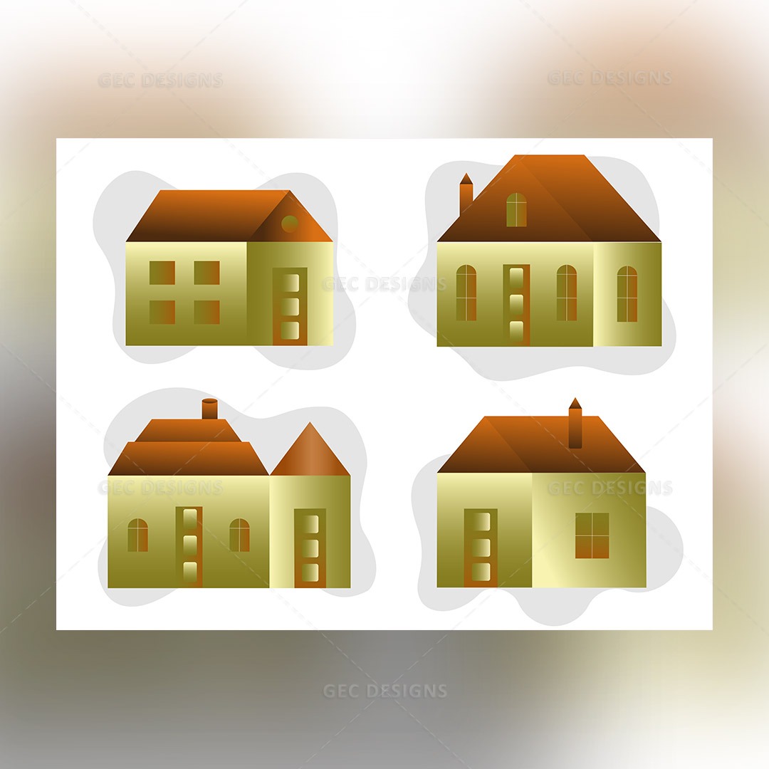 Isometric house illustration bundle one | GEC Designs