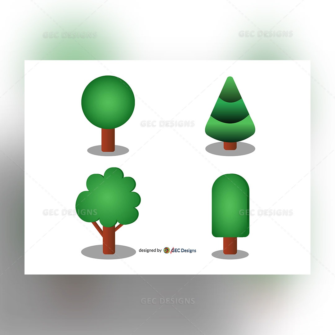 Isometric trees illustration bundle one | GEC Designs