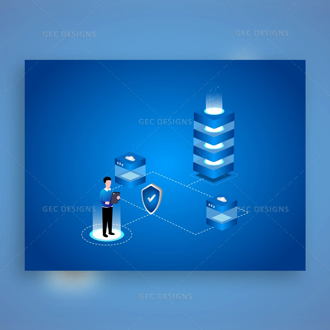 Vector Illustration of a Big Data Processing Center | GEC Designs