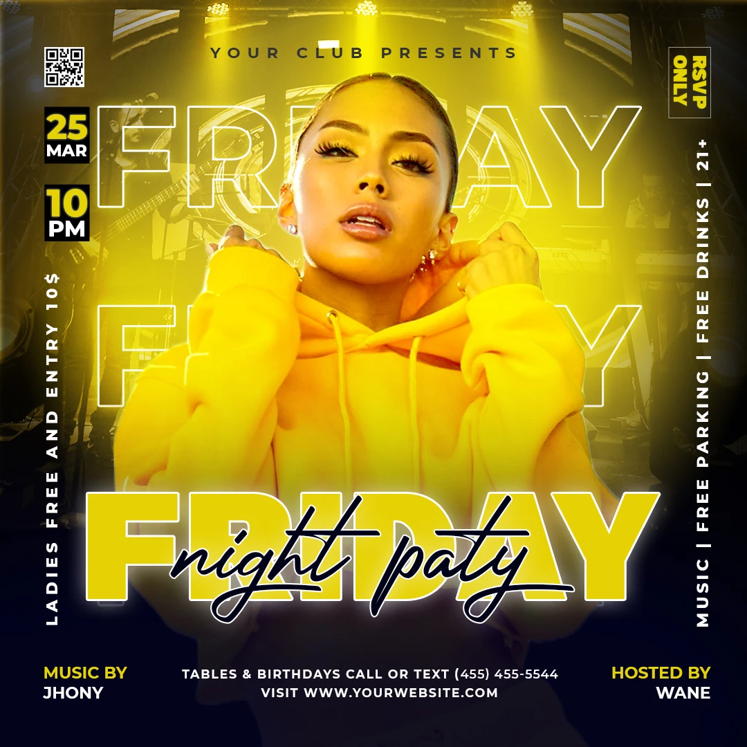 Friday night party animated poster template | GEC Designs
