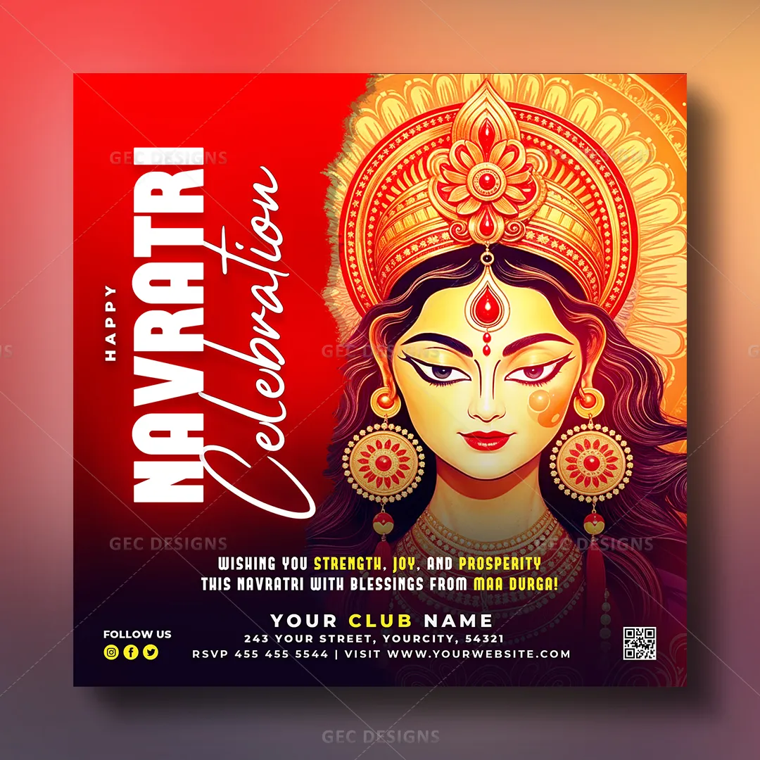 Happy Navratri Creative social media poster banner template | GEC Designs