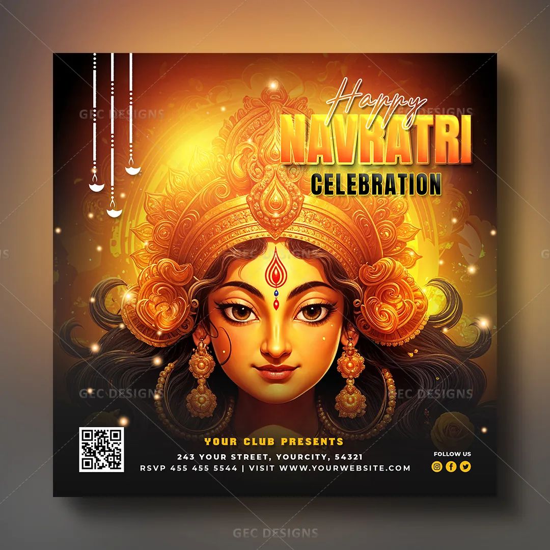 Happy Navratri social media poster banner design | GEC Designs