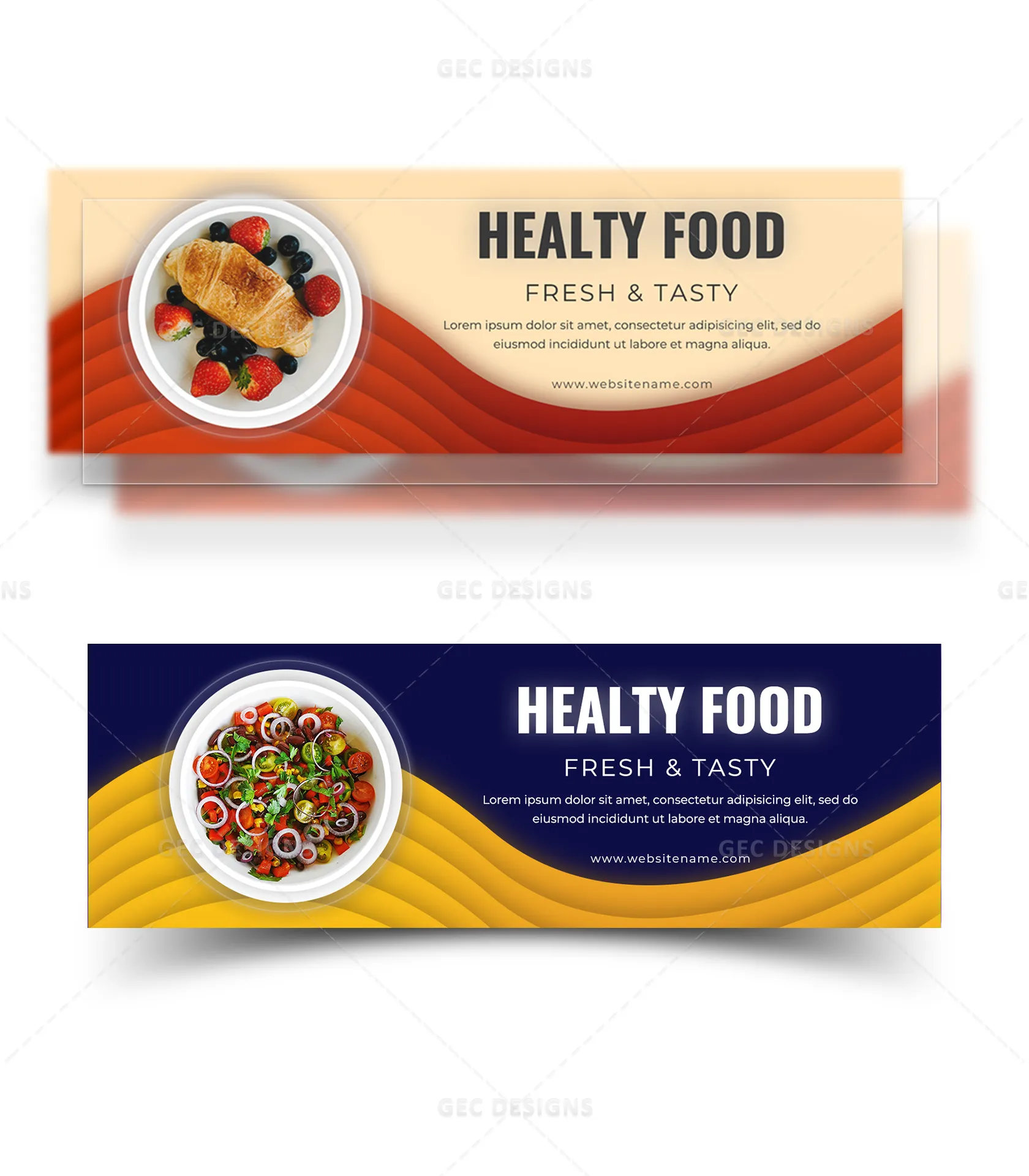 Healthy Food Twitter Cover Template, Fresh & Tasty Restaurant Banner ...