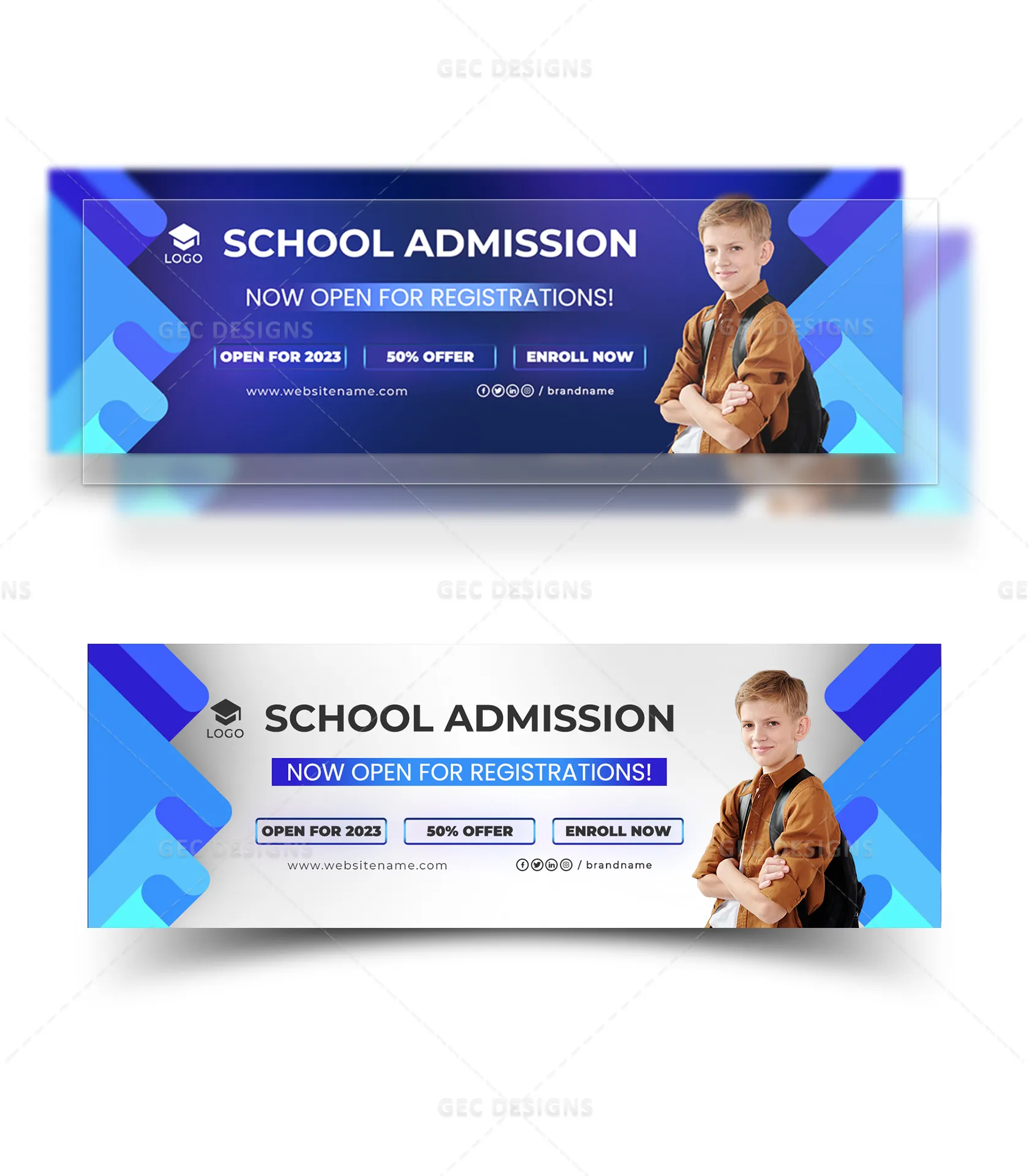 School Admission Twitter Cover Template, PSD Banner for X Profile with ...