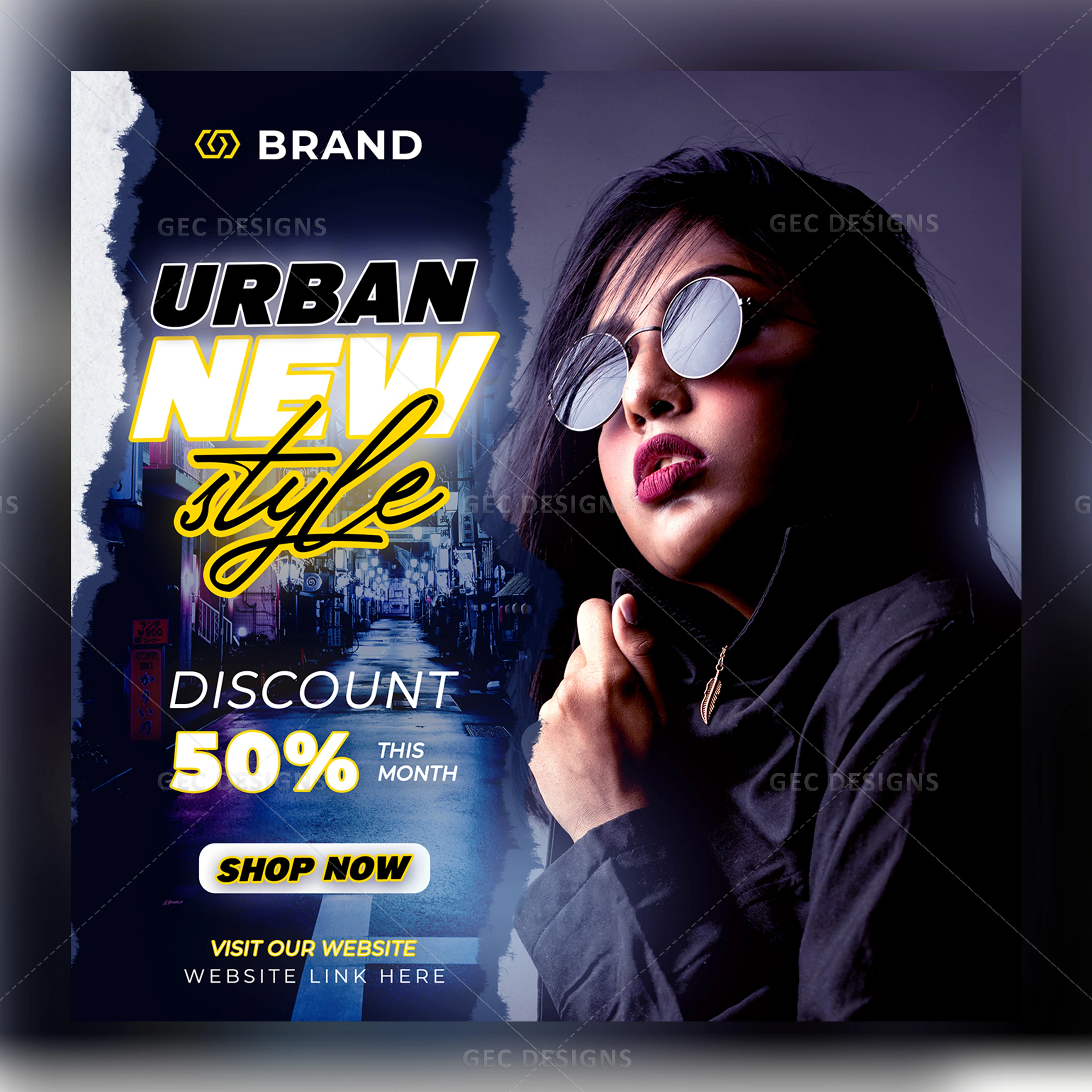 Urban new style fashion shop Instagram poster template | GEC Designs