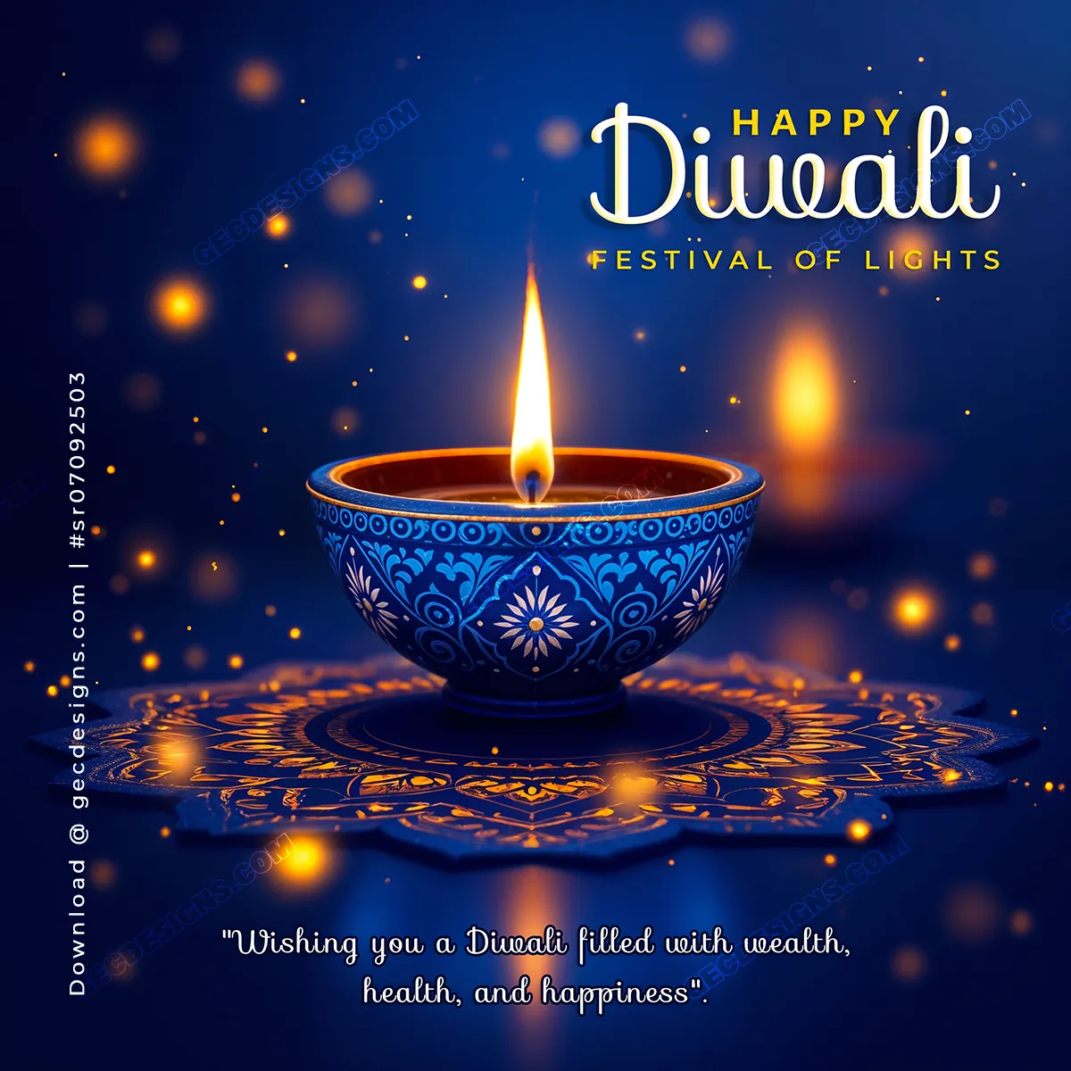 Beautiful Happy Diwali Wishes Video with Glowing Blue Diya and Festive ...