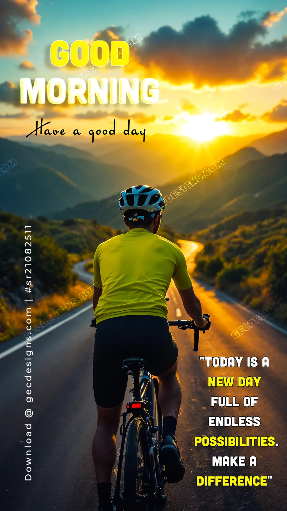 Good Morning Motivation Video with Cyclist on Sunrise Road and ...