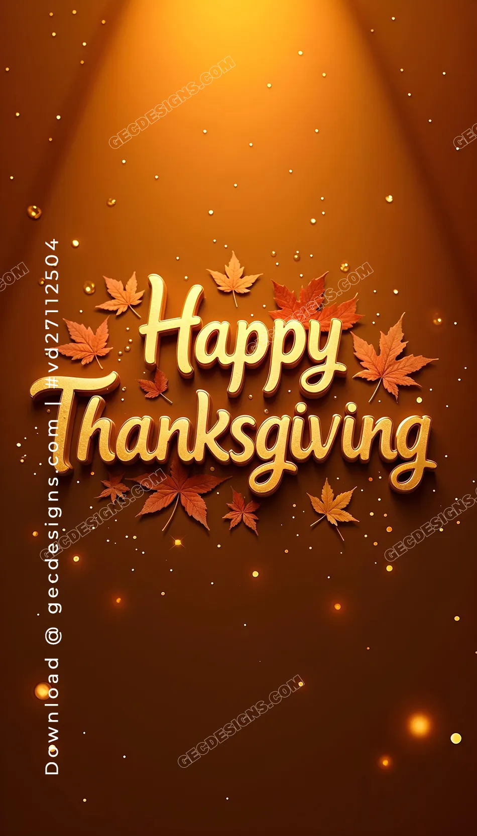 Happy Thanksgiving background video with glowing golden text, falling ...