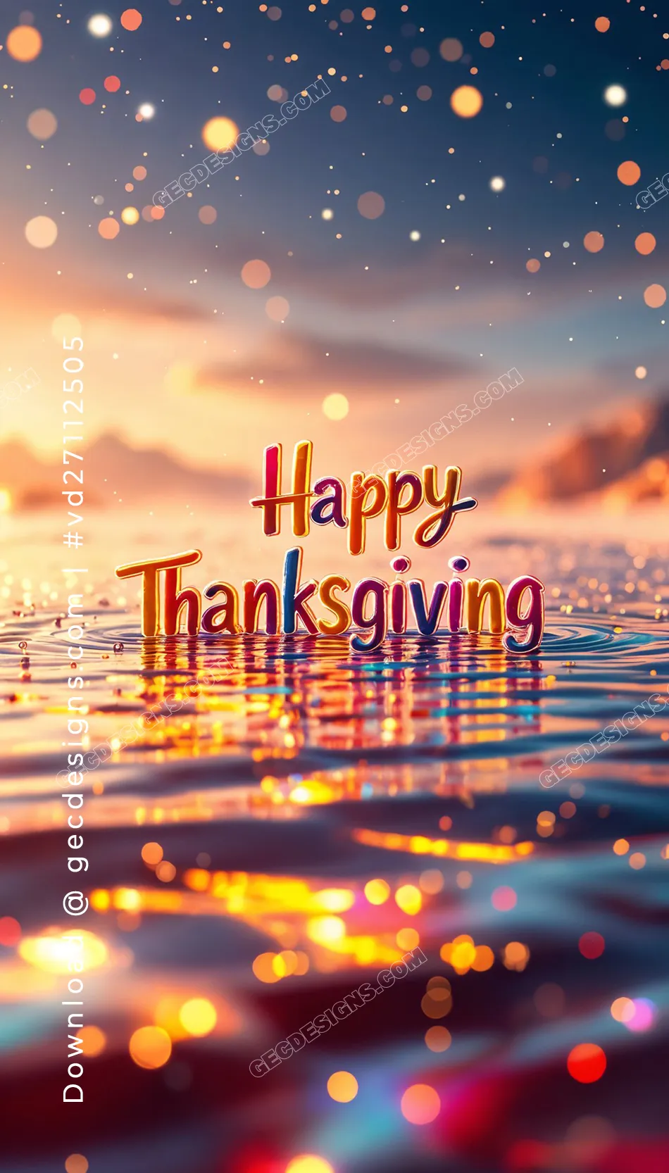 Vibrant Happy Thanksgiving background video with glowing multicolor ...