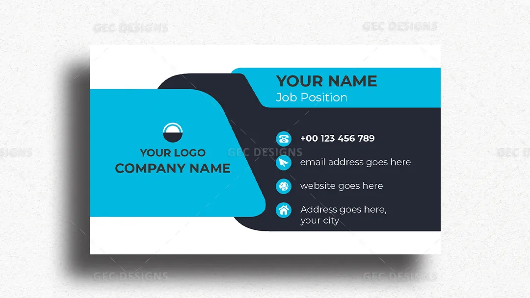 Modern Cyan and Black Professional Business Card Template - GEC Designs