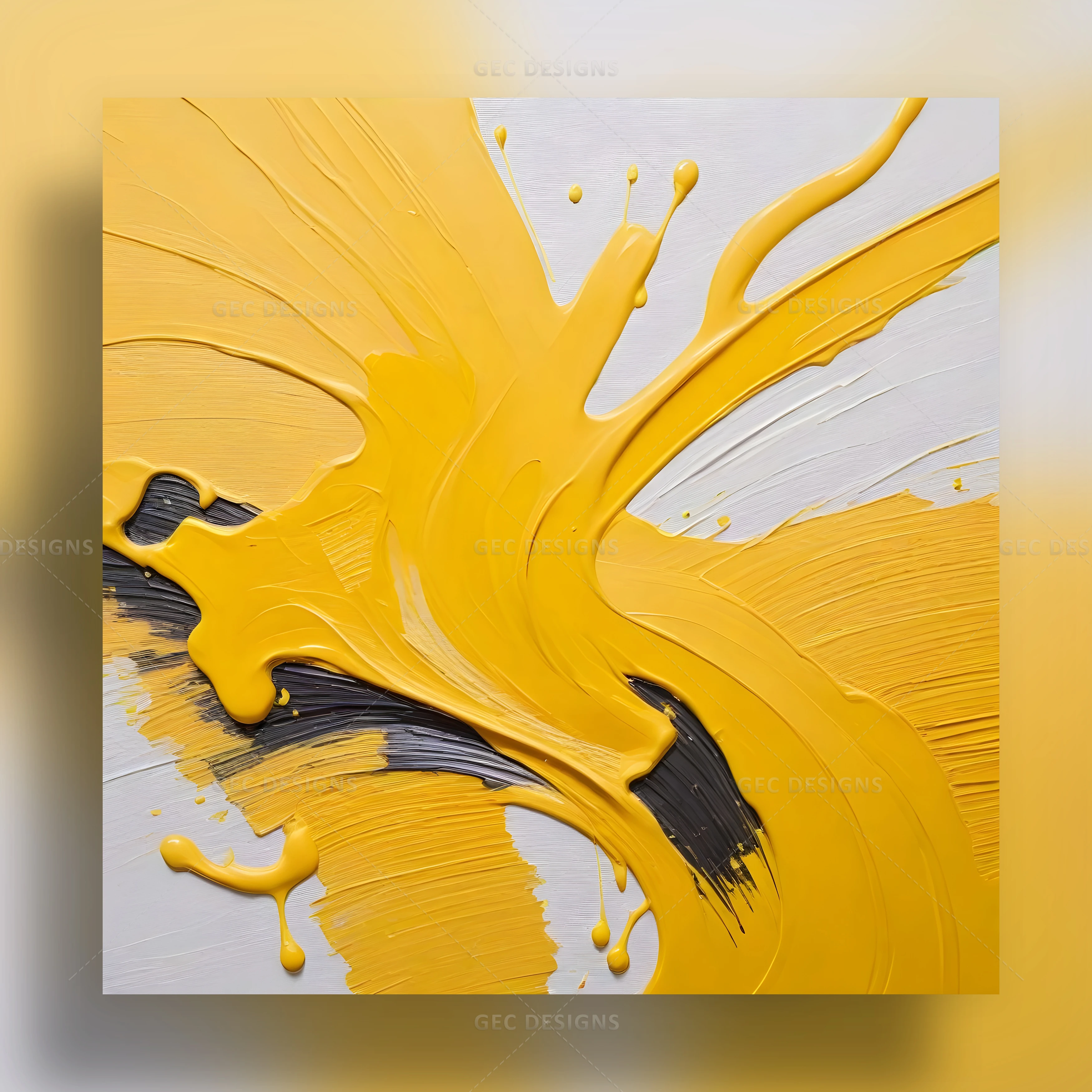 Abstract vibrant yellow dark grey oil painting texture wallpaper image ...
