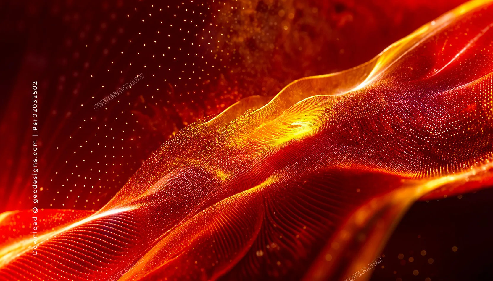Abstract Wavy Red Golden shiny particle background - GEC Designs