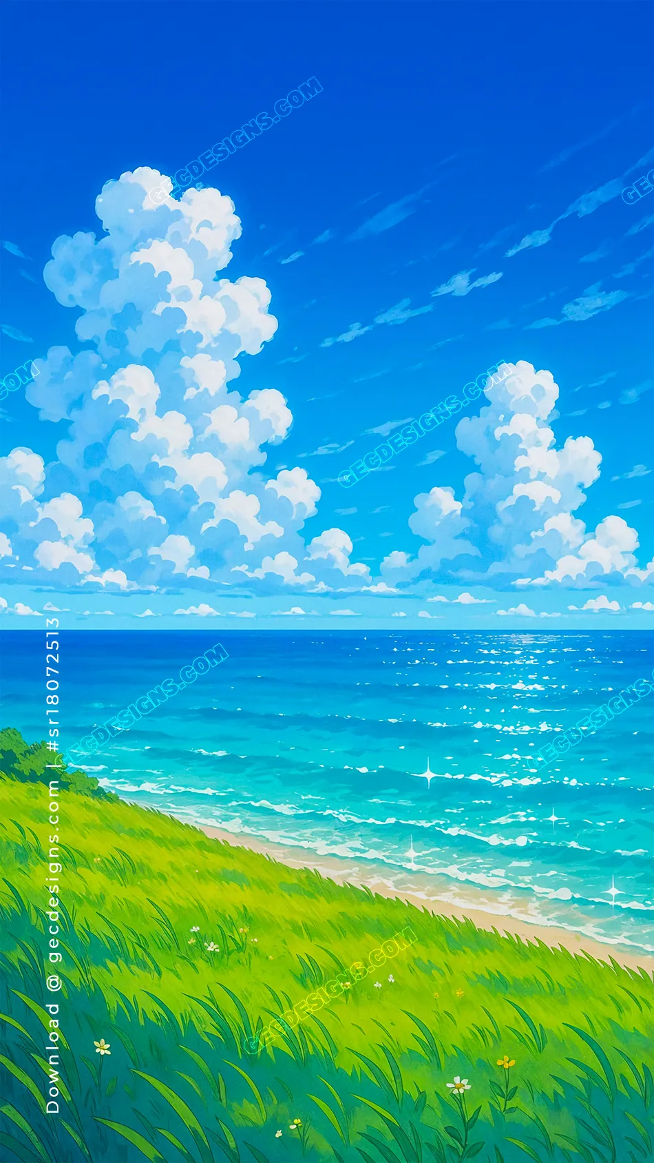 Aesthetic Ocean View iPhone Wallpaper with Blue Sky, Fluffy Clouds, and ...