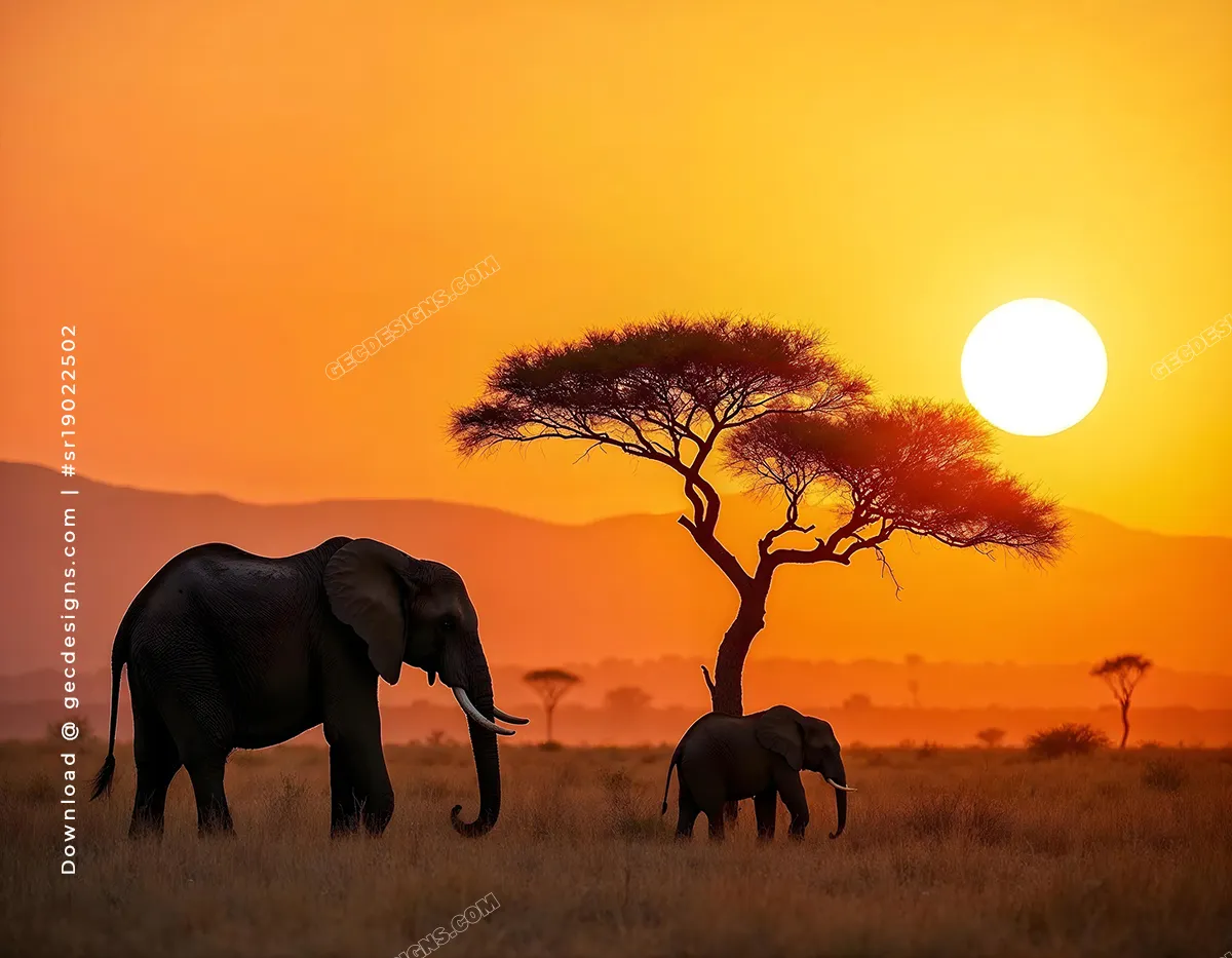 Download Wallpaper Sunset Elephant Beautiful Elephant At Sunset