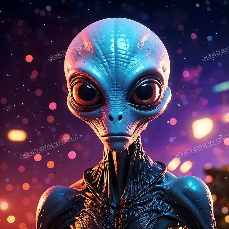 Alien face close-up neon light background AI Generated wallpaper - GEC ...