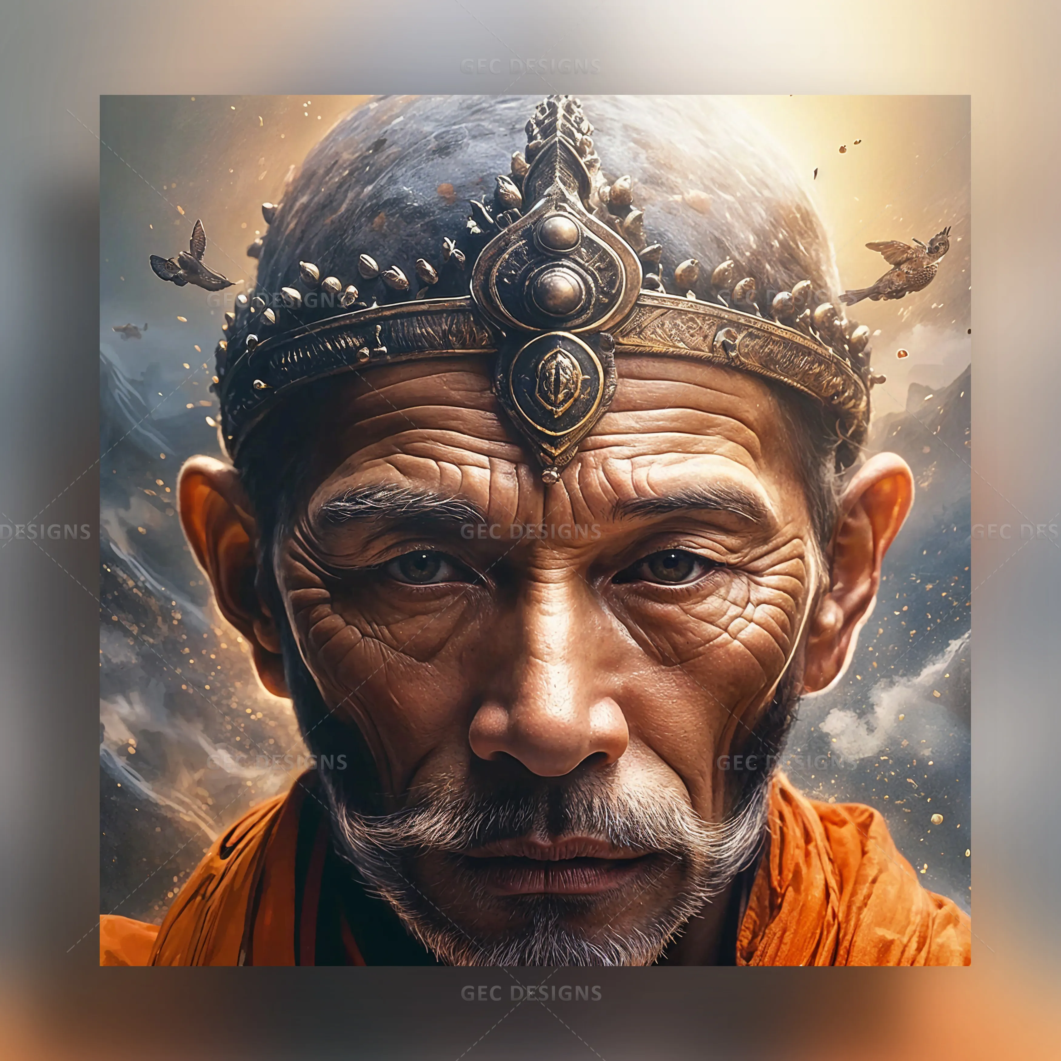 Ancient Tribal King close-up face wallpaper | GEC Designs
