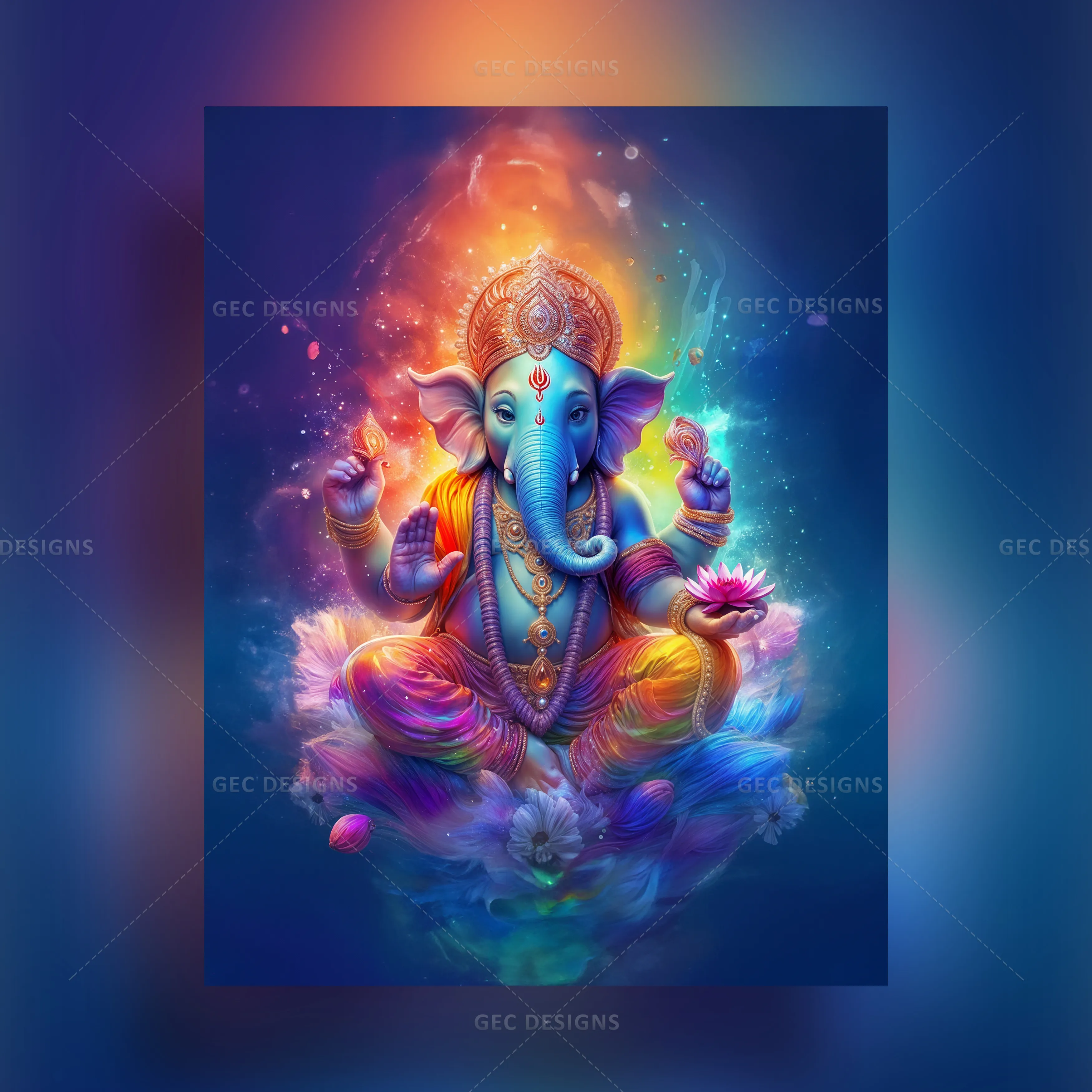 Animated cute Lord Ganesh HD image with Neon effect background, Happy ...
