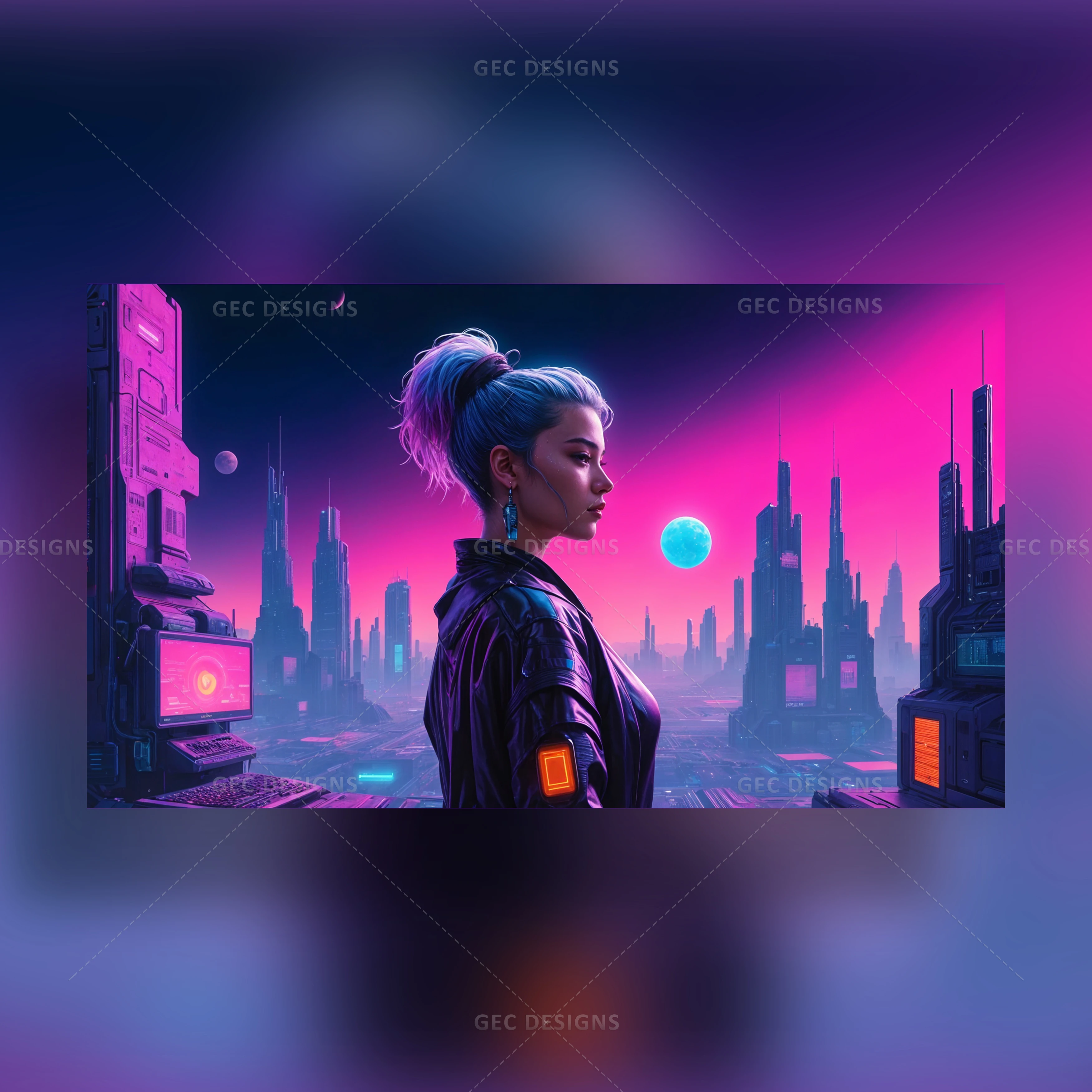 Anime girl in a cyberpunk city, futuristic game concept AI Generated ...