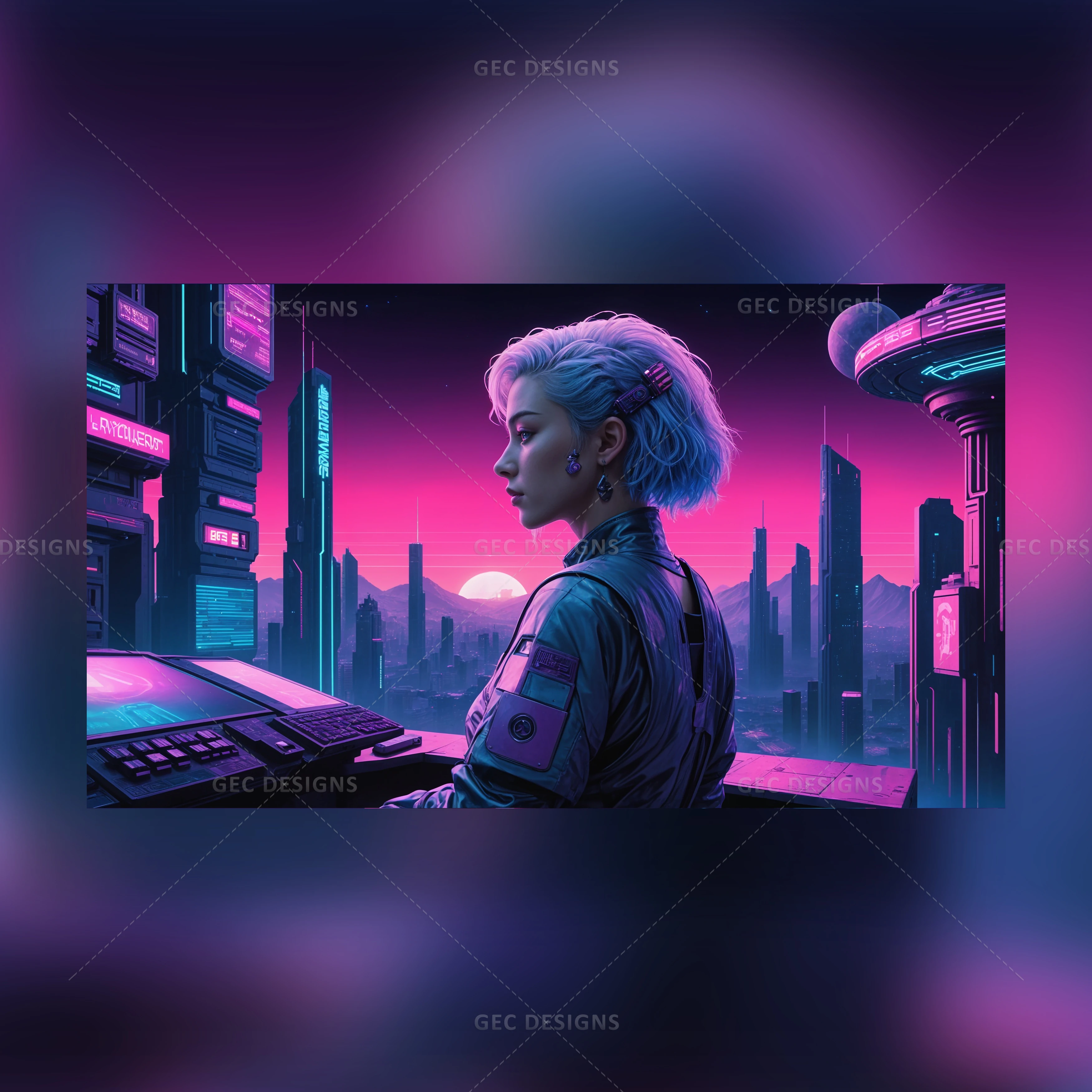 Anime Girl standing in a Cyberpunk style Neon City background AI ...
