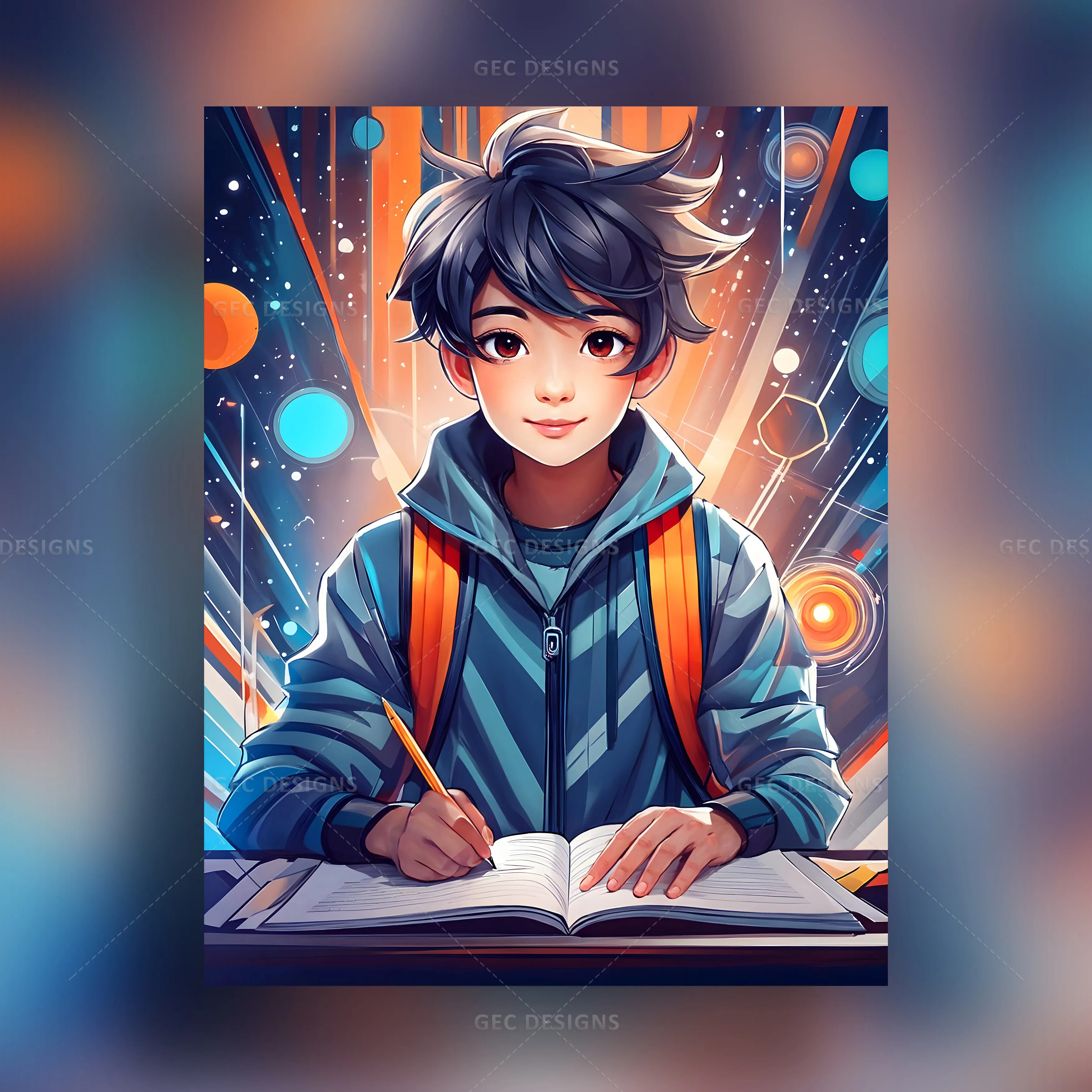 Anime school boy studying with backpack AI Generated wallpaper | GEC ...