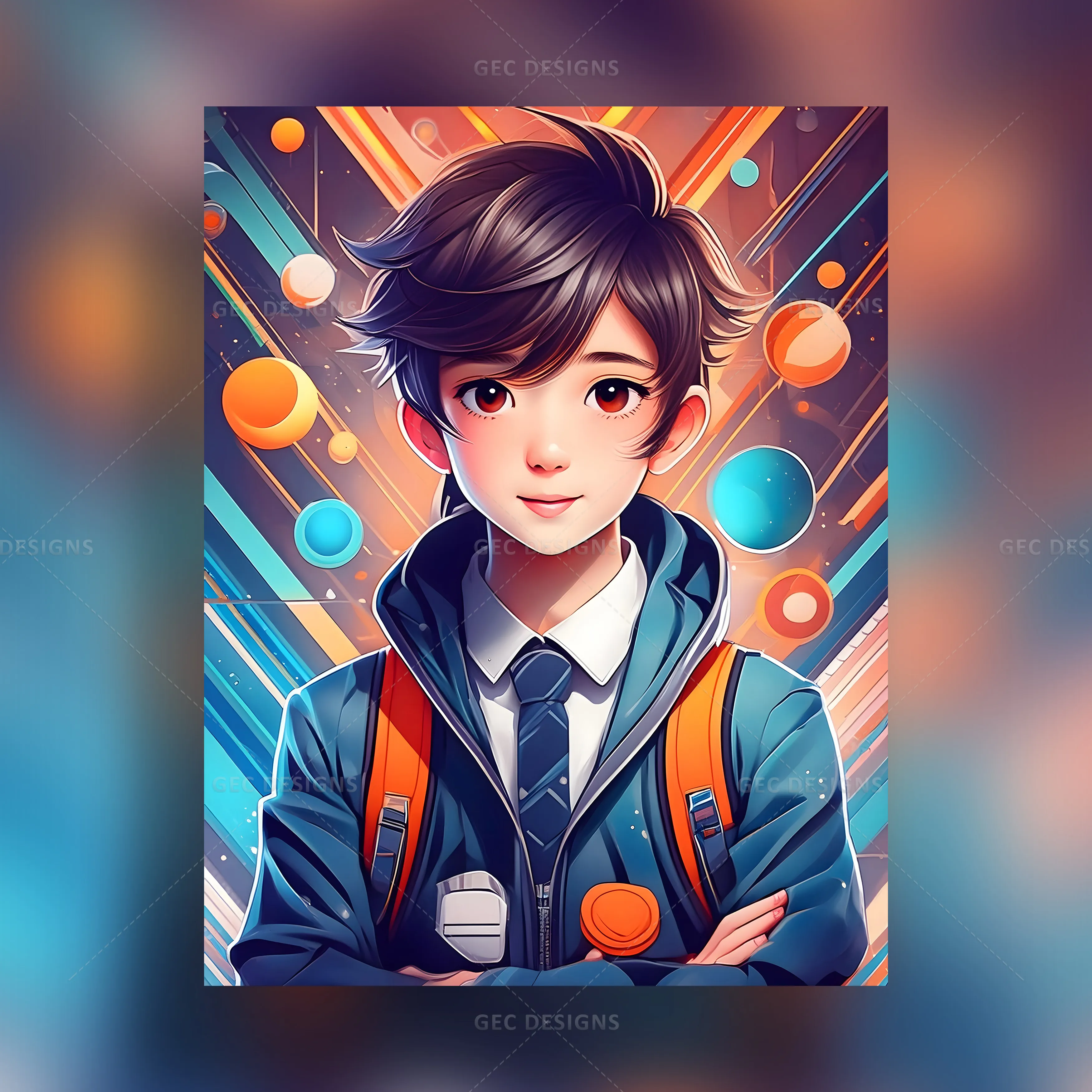 Attractive school boy with school uniform and backpack anime-style ...