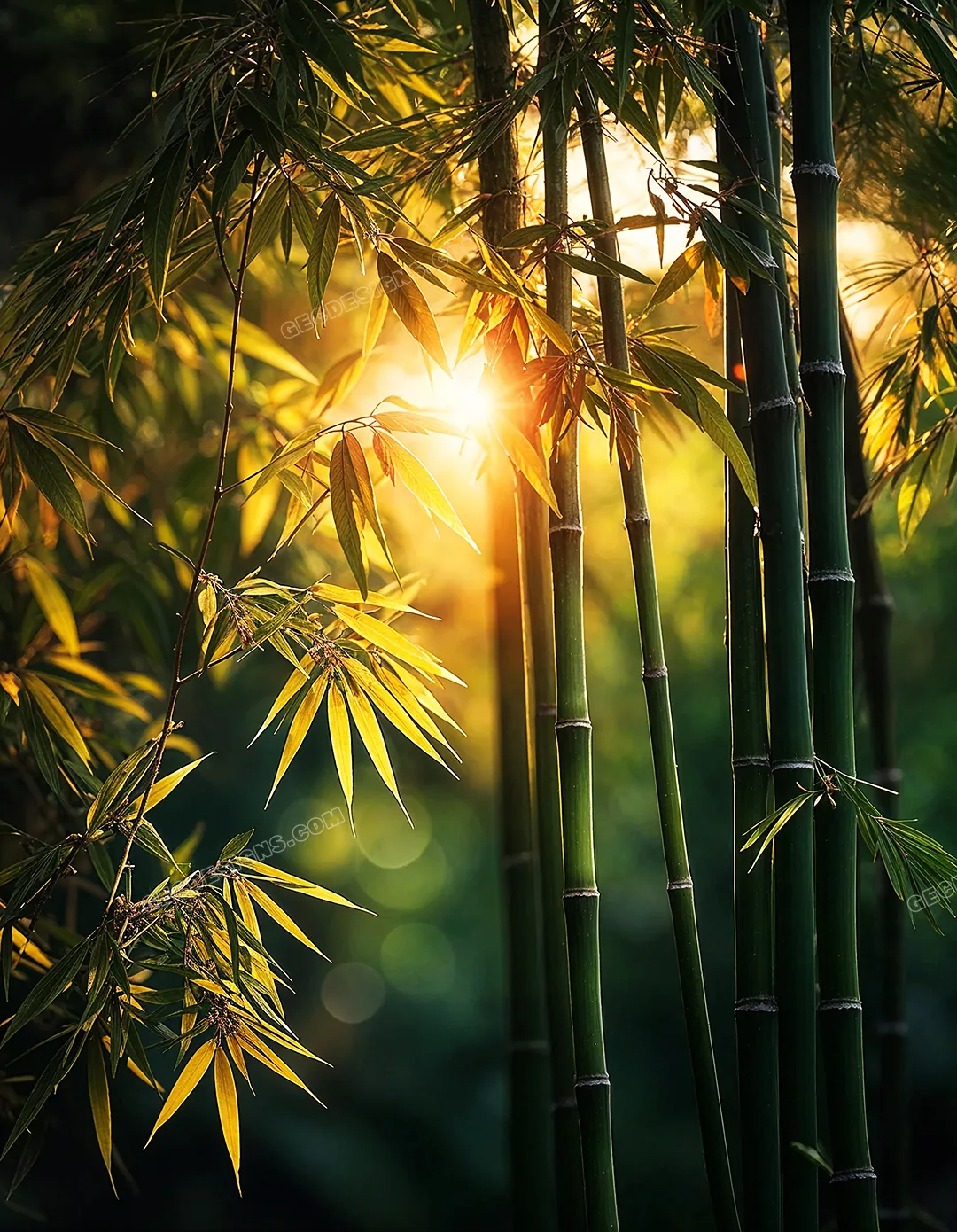 Bamboo plant with leaves, sunrise background, nature mobile wallpaper ...