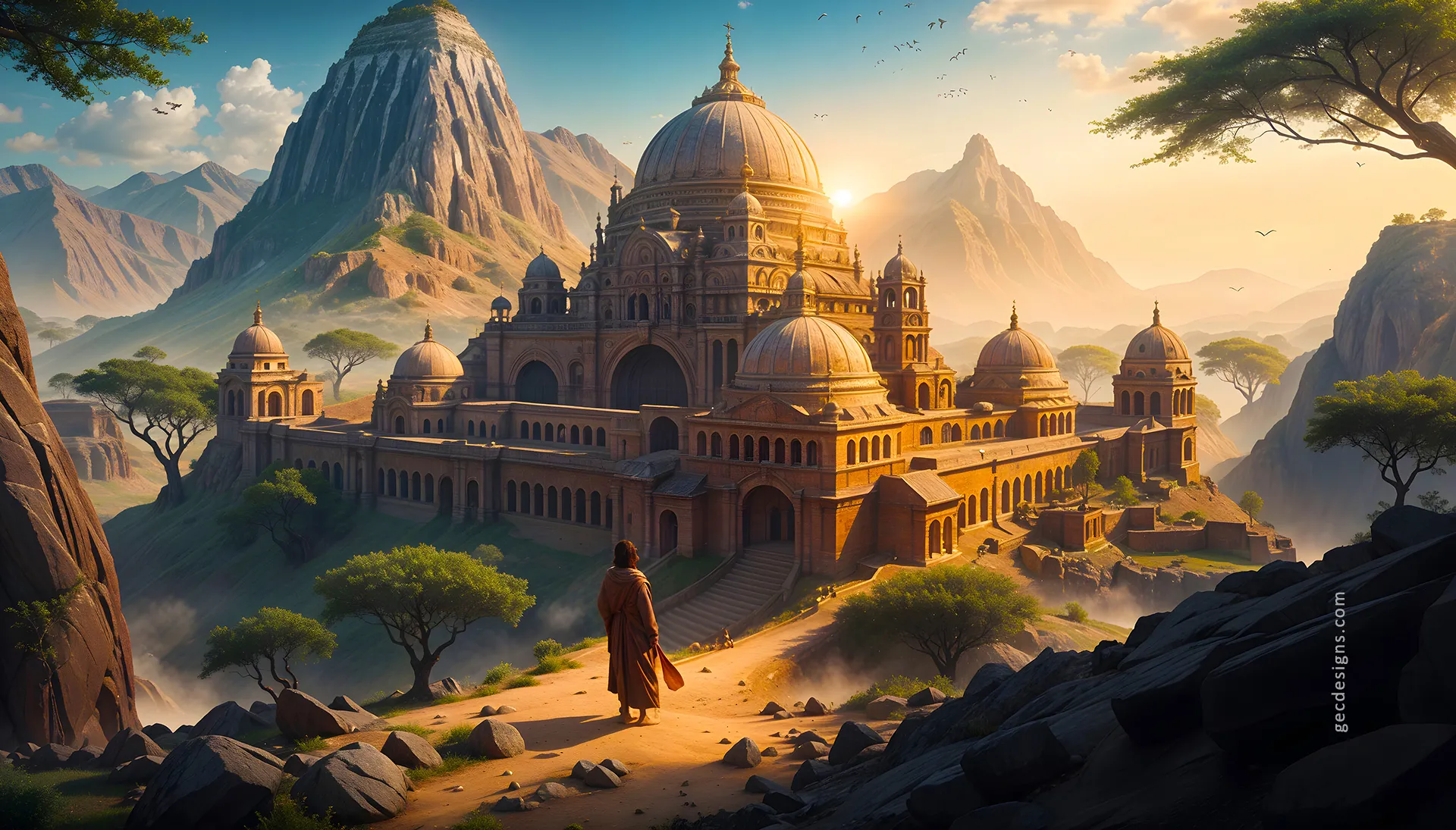 Beautiful ancient Indian palace surrounded by hills AI Generated ...