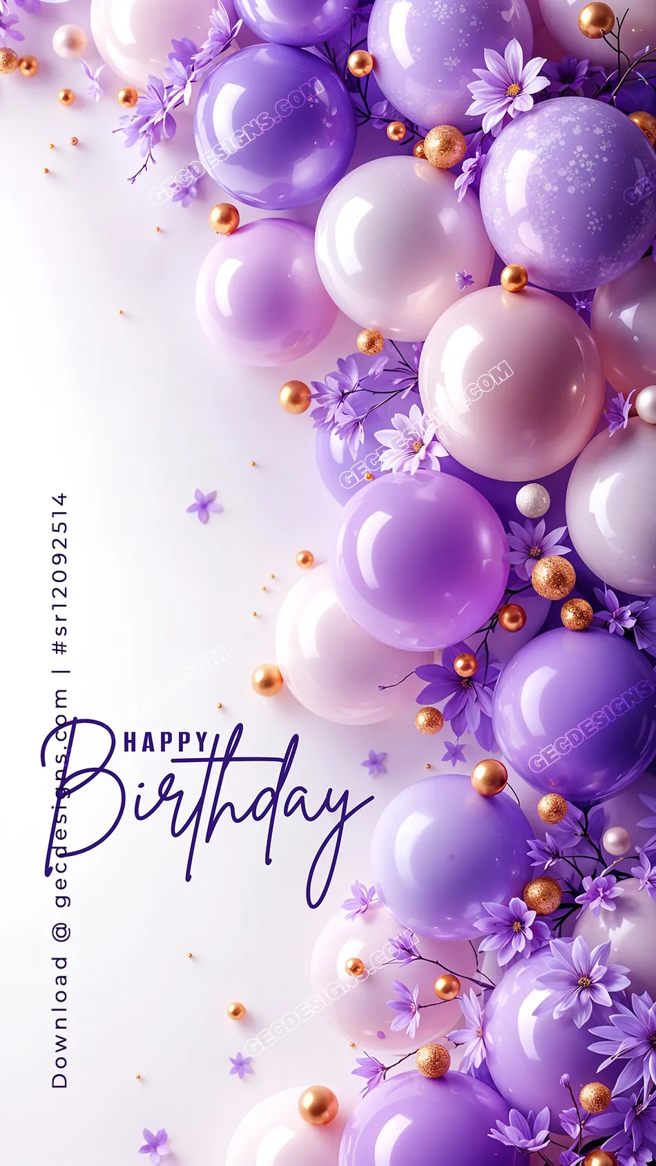 Beautiful Birthday Wishes Picture Featuring Lavender Balloons and ...