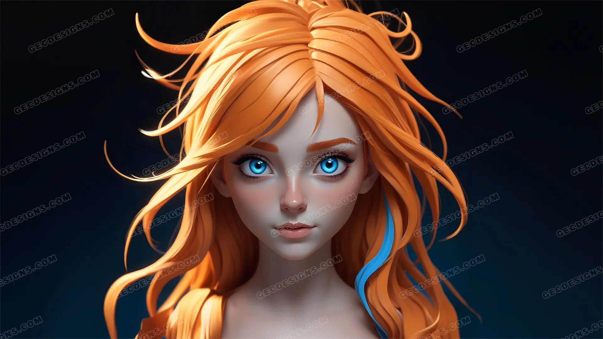 Beautiful cute anime girl face AI Generated wallpaper - GEC Designs
