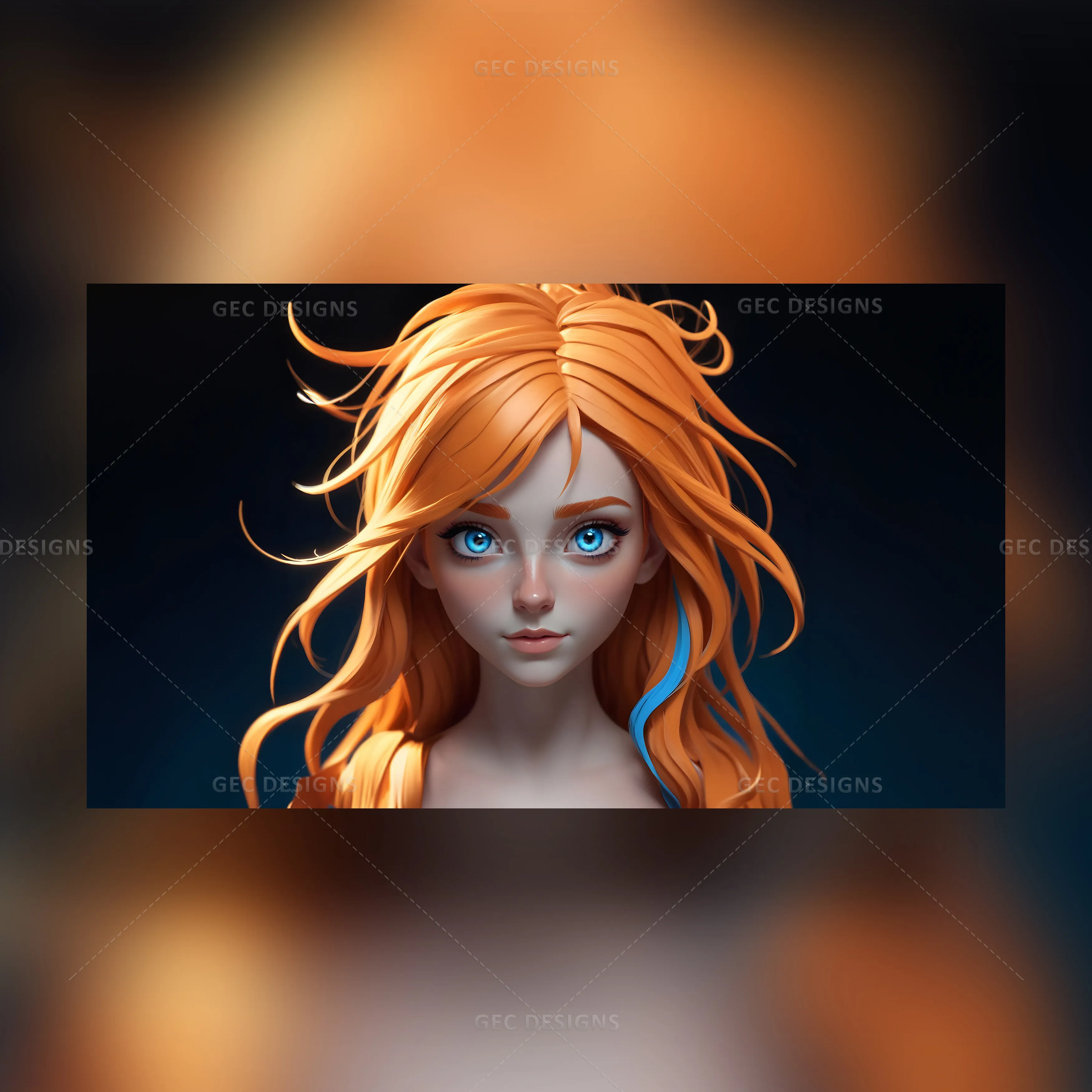 Beautiful cute anime girl face AI Generated wallpaper | GEC Designs
