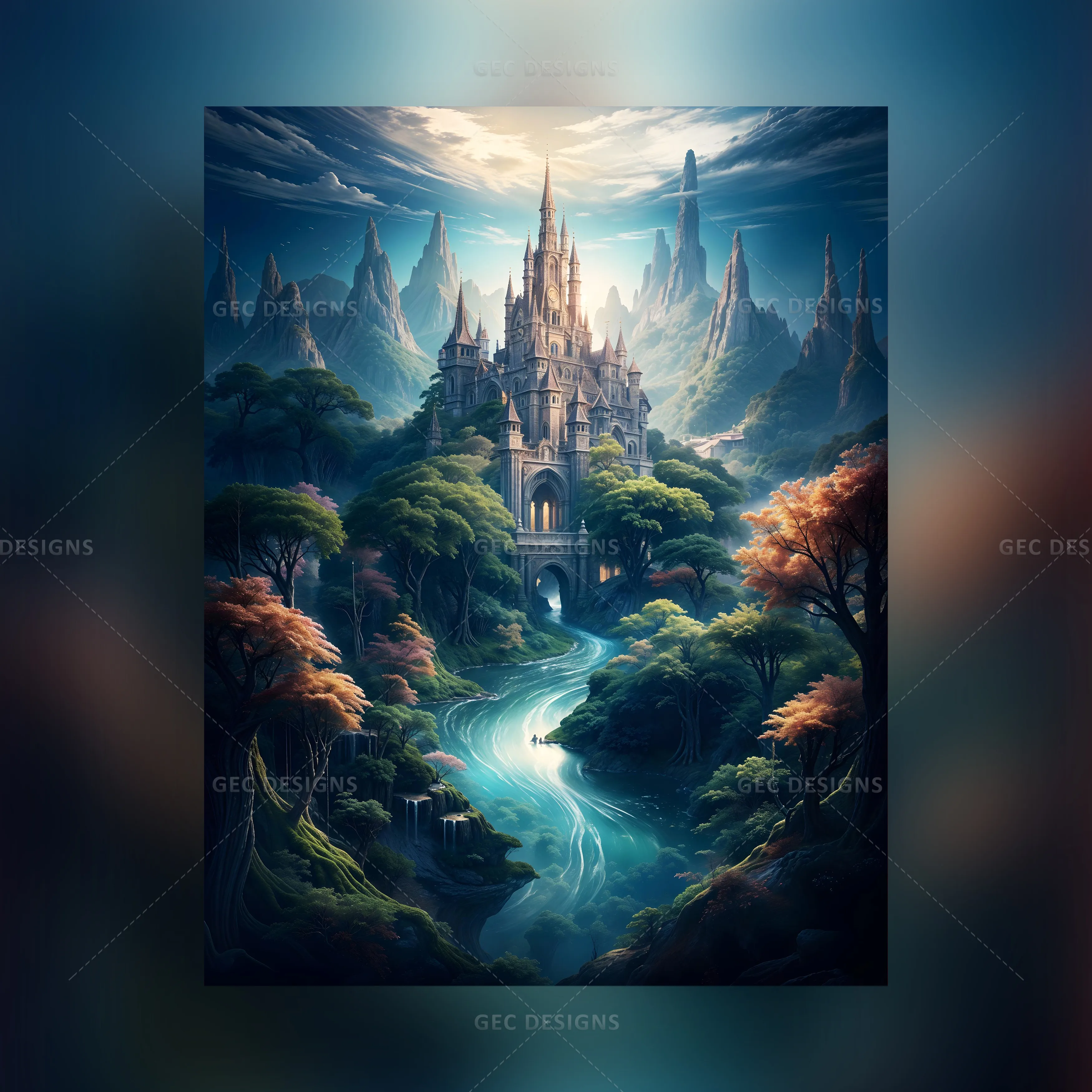 Beautiful fantasy landscape with fairy castle and river AI Generated ...